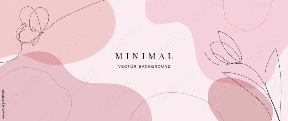 Abstract botanical background vector. Minimalist wallpaper with leaves ...