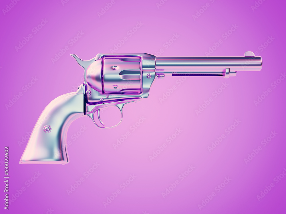 Poster 3d rendered illustration of a chrome revolver – Wall Art | UkPosters
