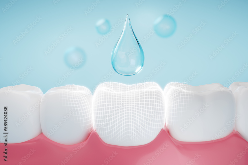 Bubble of toothpaste cleaning tooth and gums. Protect teeth, Fluorine ...