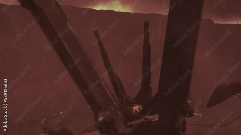 Vidéo Stock Cinematic reveal shot of a stormy mountainous alien crash ...