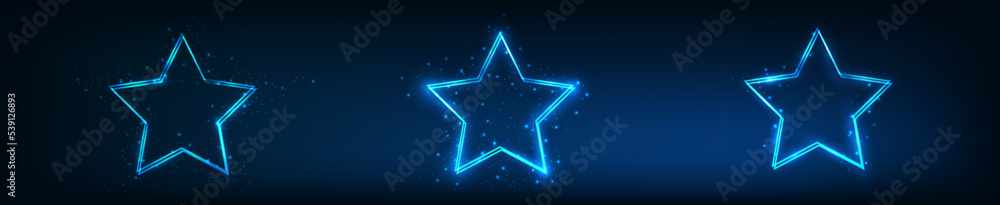 Neon double frame in star form with shining effects Stock Vector ...