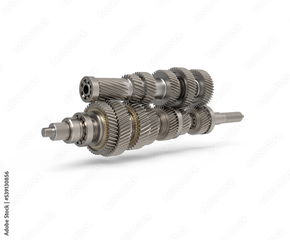 Gear train of transmission box. Transmission gears. Transparent ...