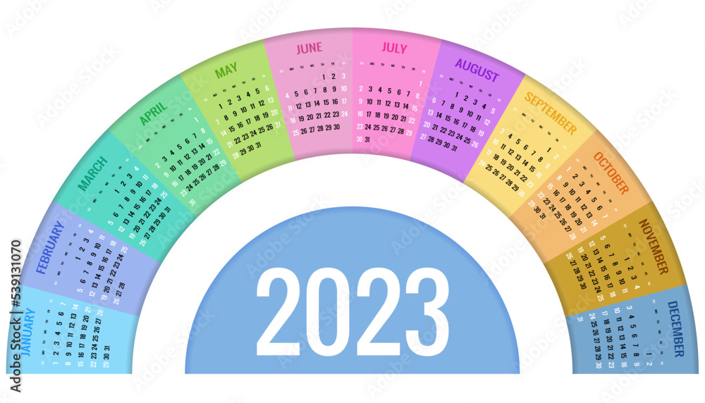 Round Calendar Planner for 2023. Print Template, Your Logo and Text ...