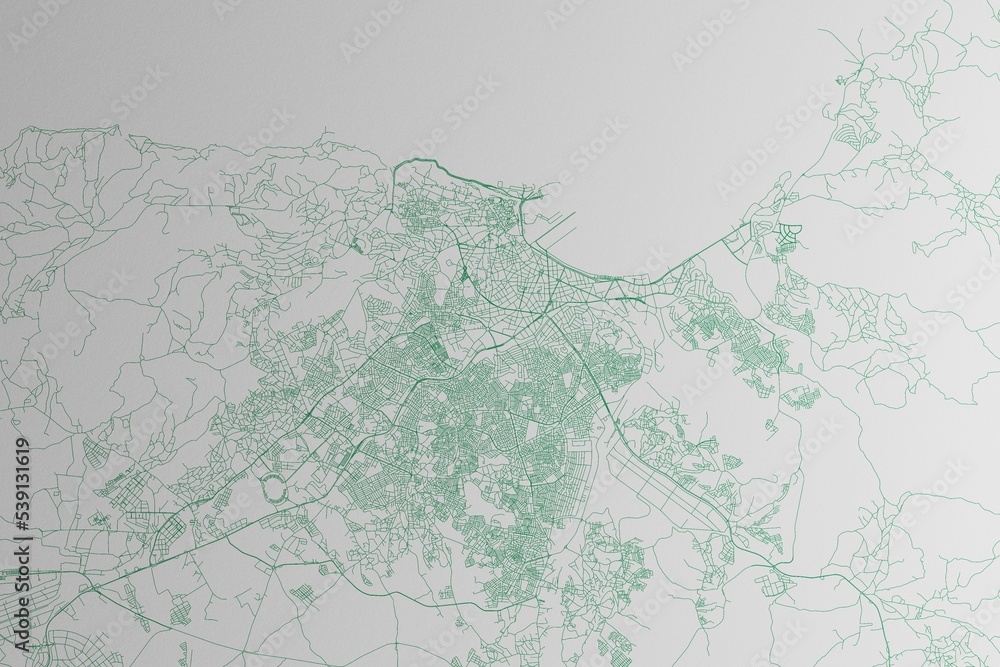Map of the streets of Tangier (Morocco) made with green lines on white ...