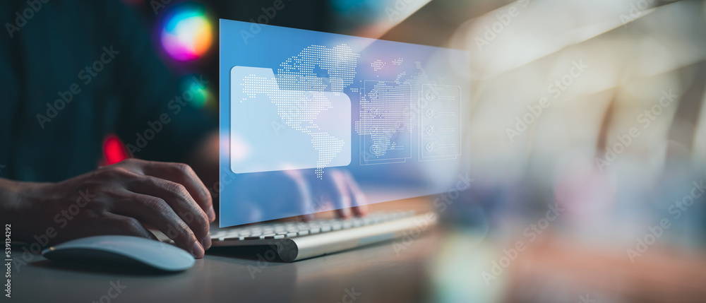 Document management concept. Virtual screen icons Document Management ...
