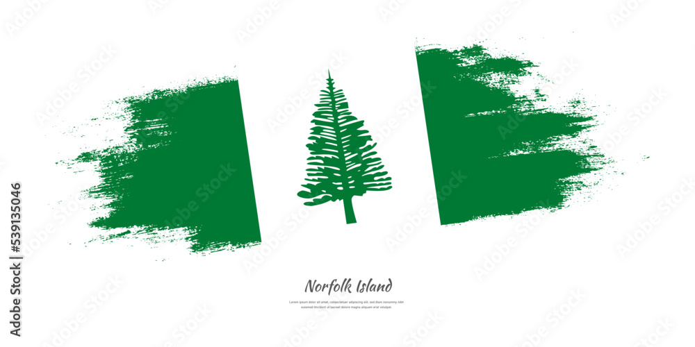 Happy bounty Day of Norfolk Island. National flag on artistic stain ...