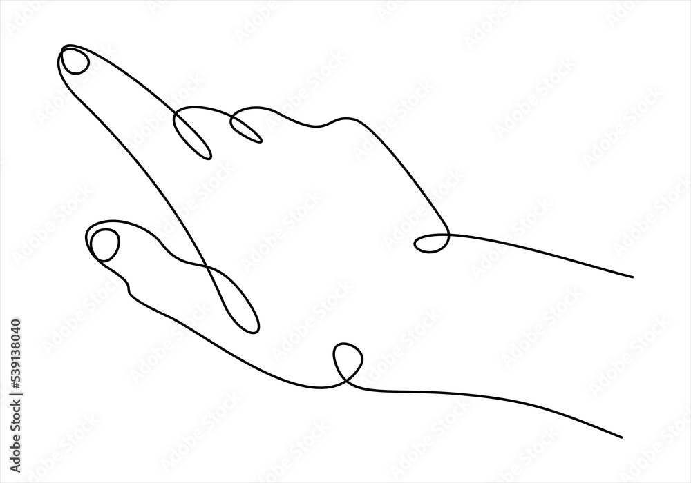 continuous line drawing of hand pointing finger Stock Illustration ...
