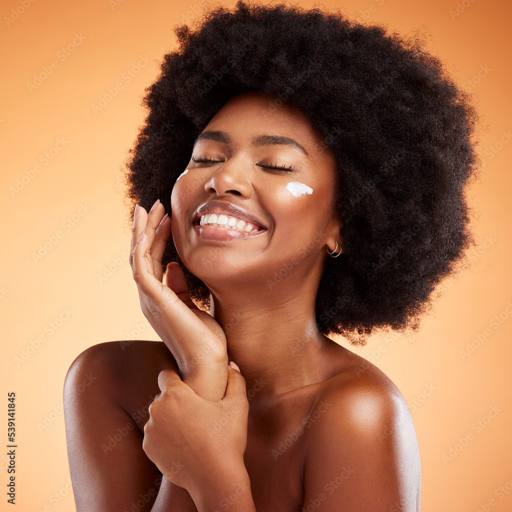 Beauty Skincare And Black Woman With A Facial Product Or Cream On Her