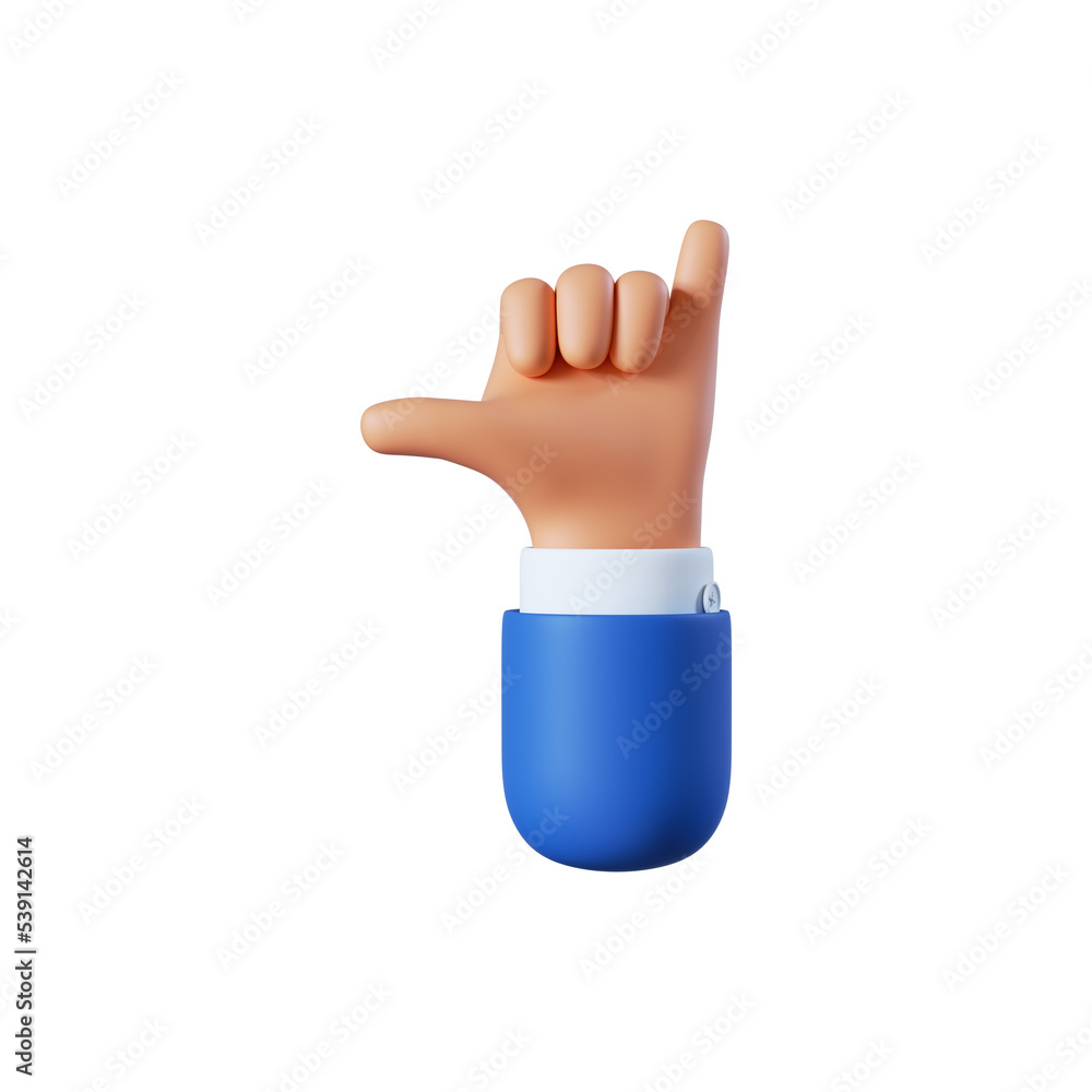 3d render. Call hand icon back view. Communication concept. Business ...