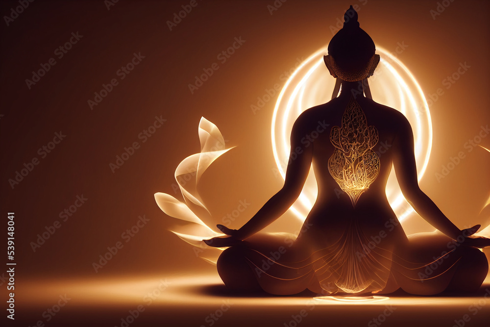 yogini or goddess meditating 3d illustraion Stock Illustration | Adobe ...
