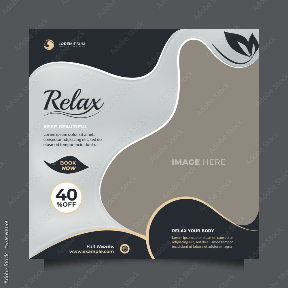 Beauty therapy center social media post and banner template. Square ...