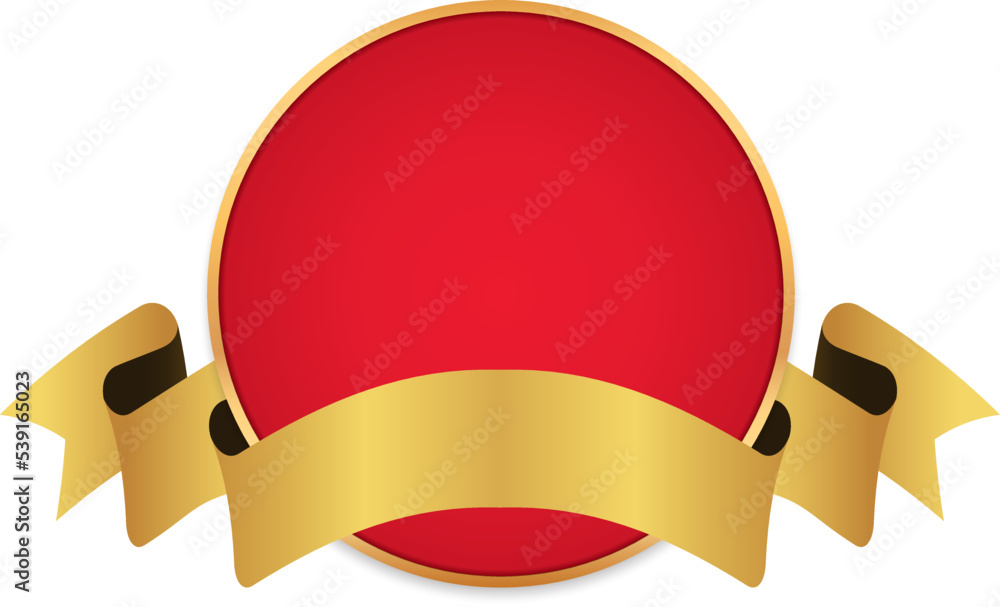 vector illustration of red colored award with gold ribbon banner on ...