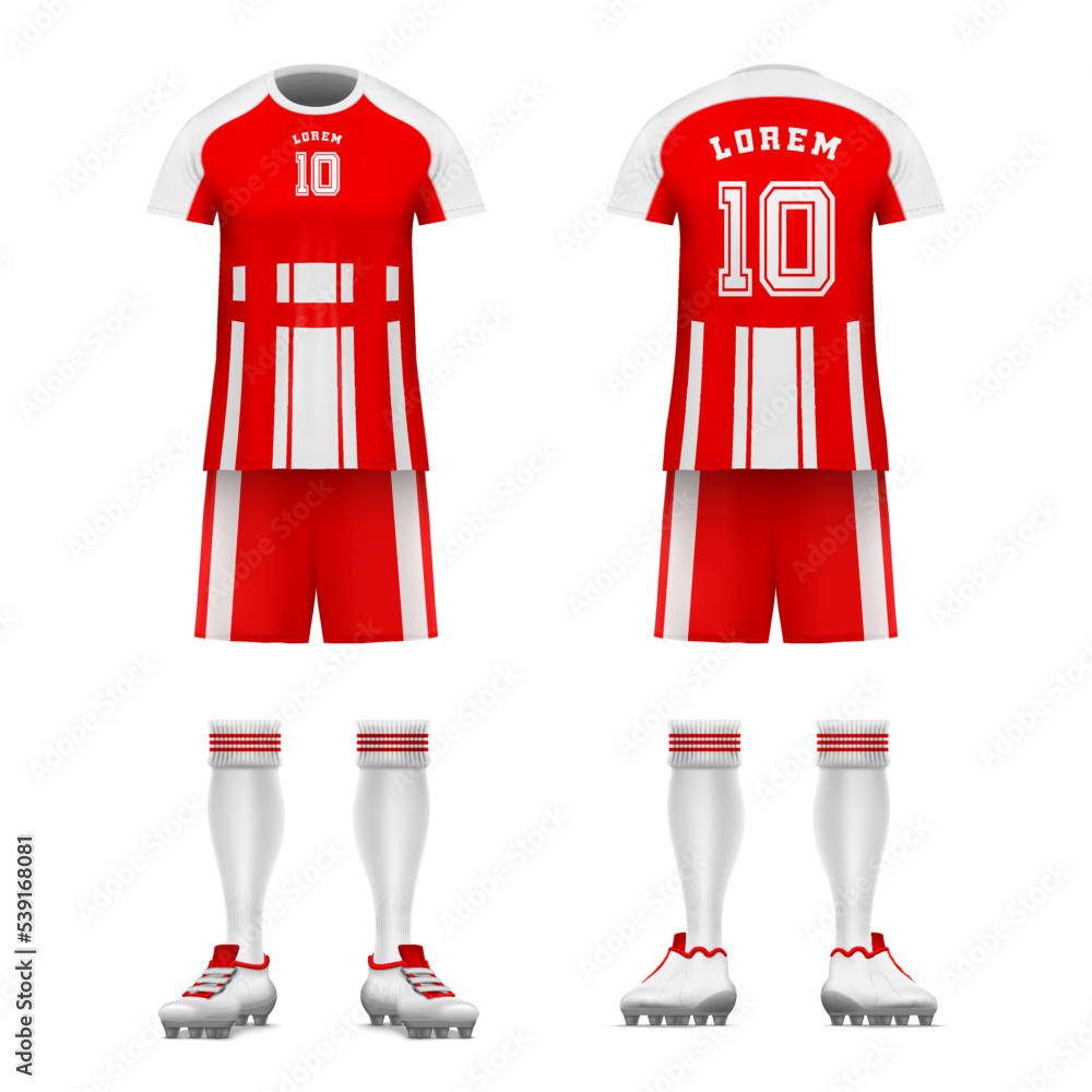 Realistic Soccer Uniform Set Stock Vector | Adobe Stock