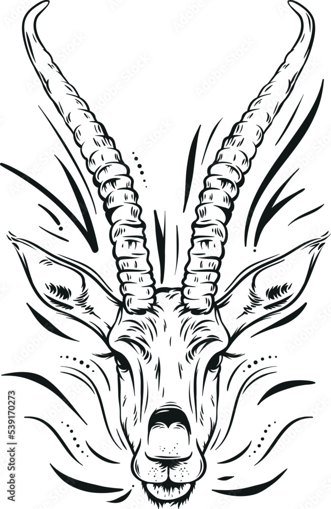 Abstract uncolored gazelle illustration line art for coloring with kids ...