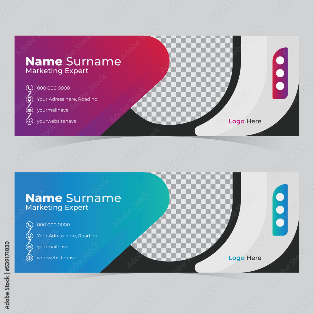 Email signature template design set, Corporate mail business email ...