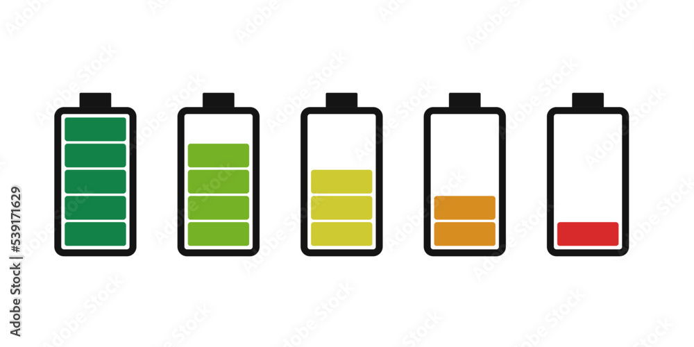 Battery stack indicator vector isolated on white background. Battery ...