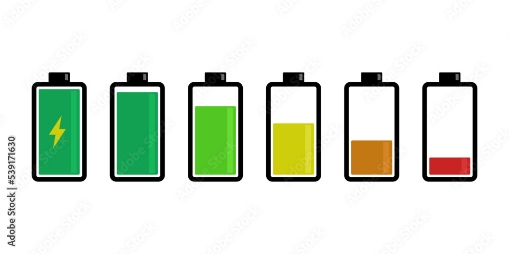 Battery indicator vector isolated on white background. Battery stack ...
