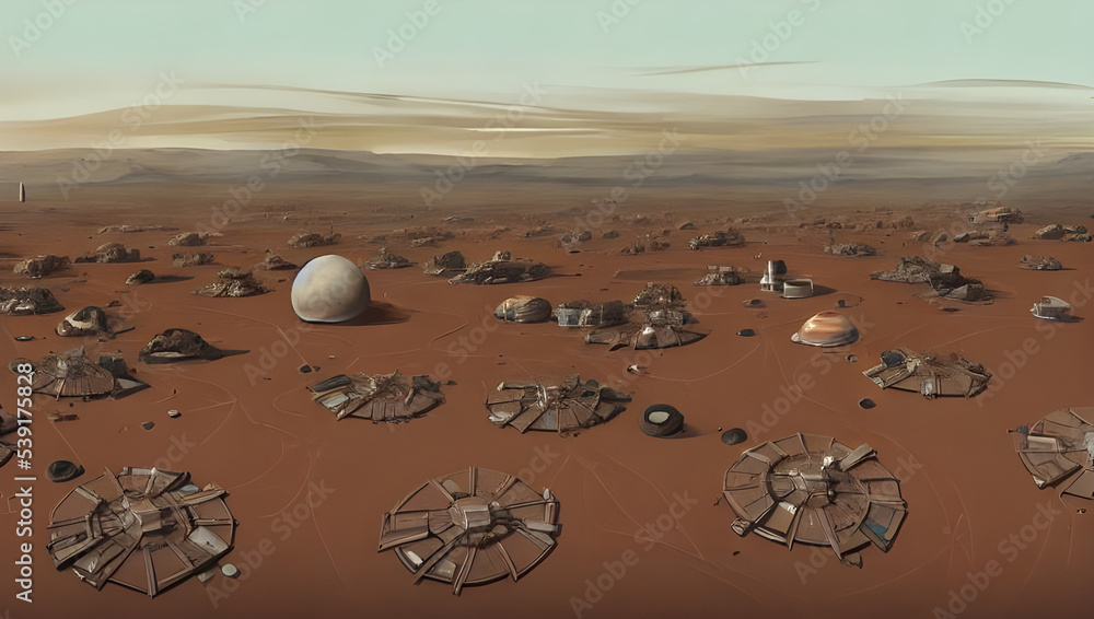 first martian colony - mars base - planet mars colony with geodesic ...