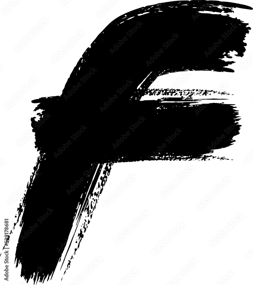 f - Black handwritten letters on white background. vector Acrylic black ...