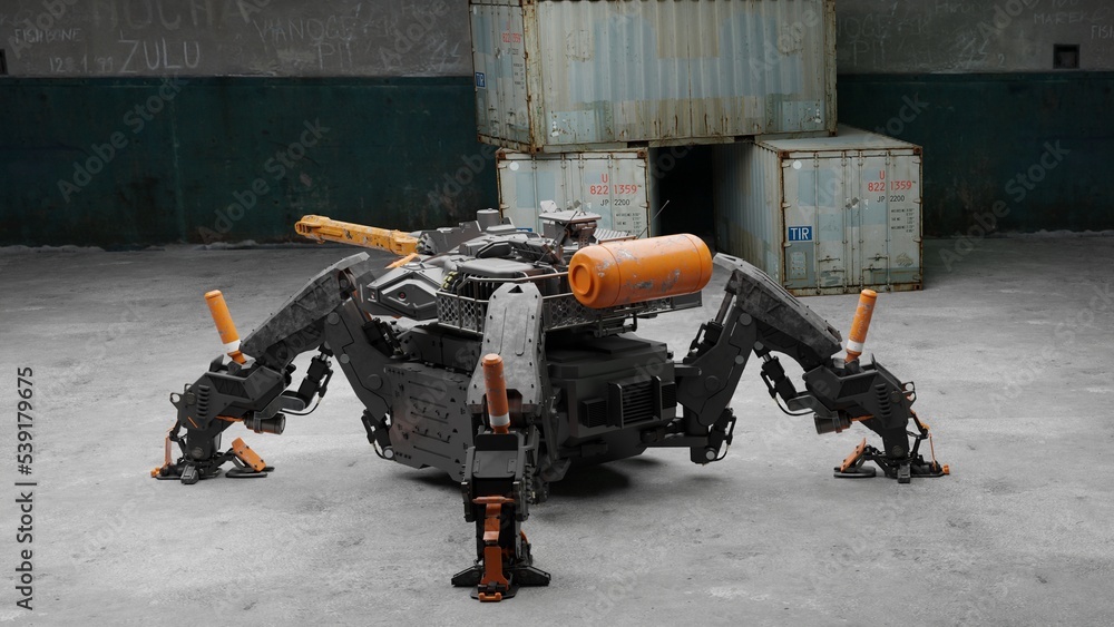 Spider Tank Robot 3D, 3D artwork.3D rendering.3D illustration,Model ...