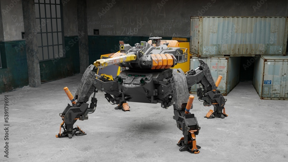 Spider Tank Robot 3D, 3D artwork.3D rendering.3D illustration,Model ...