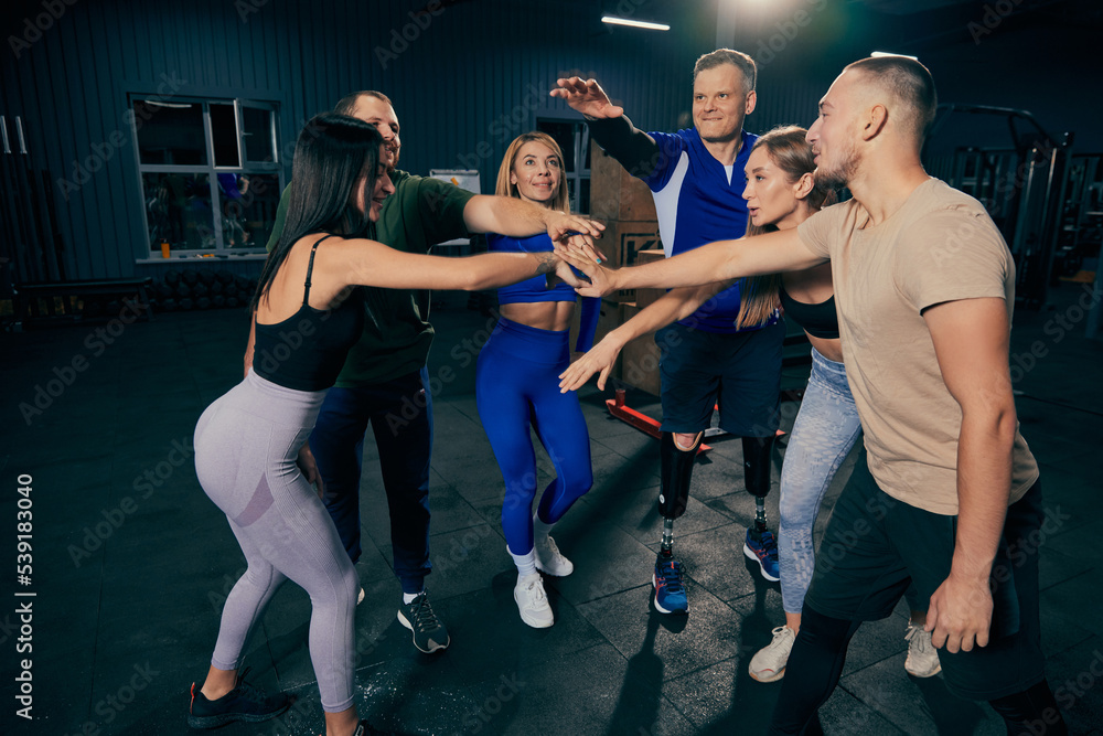 Success, motivation, support. Emotional young athletes in sports ...