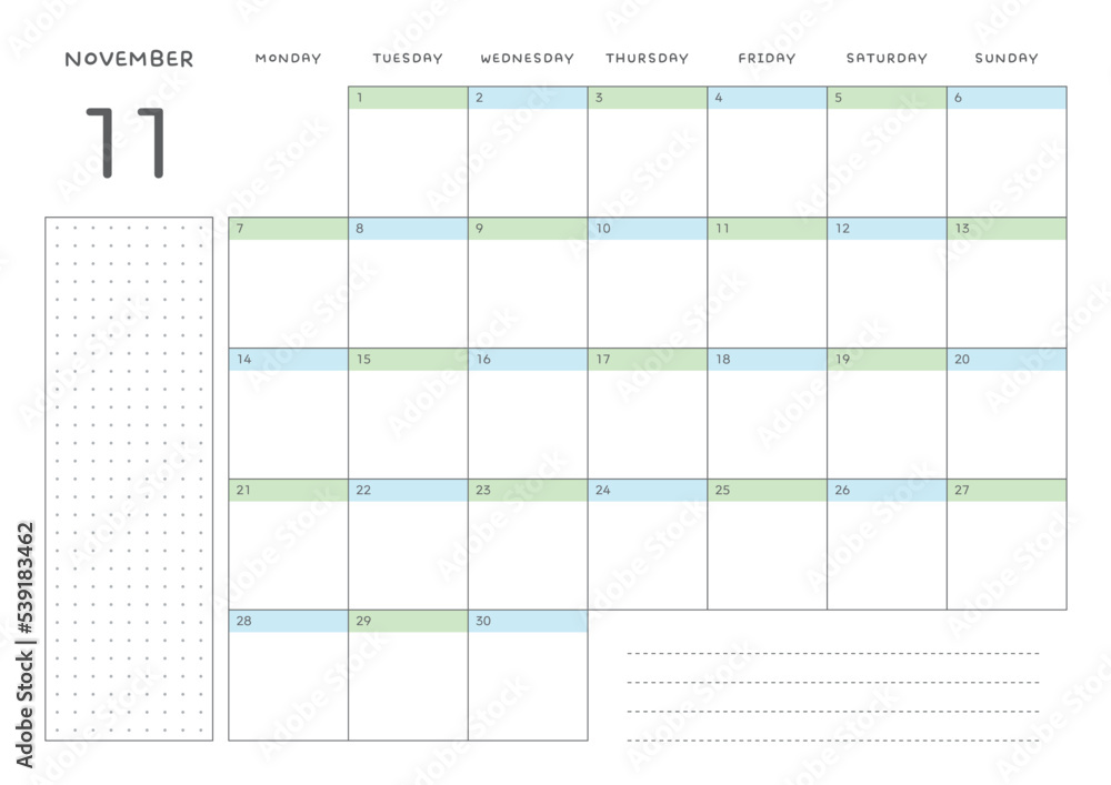 November 2022 simple design digital and printable calendar template ...