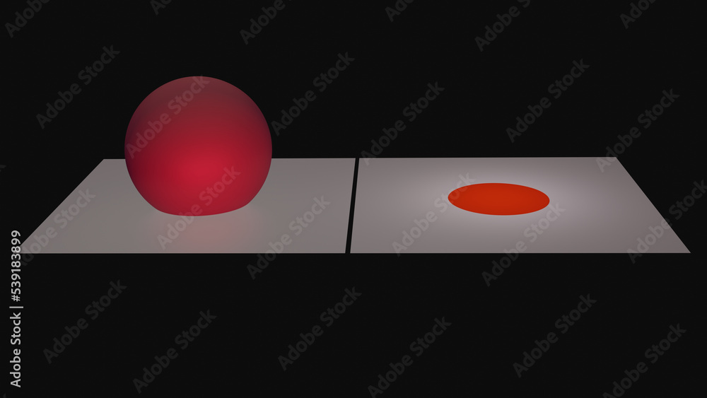 3d sphere intersecting 2d plane, revealing cross sections where both ...