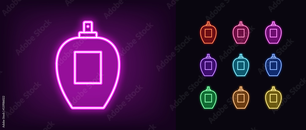 Outline neon parfum bottle icon. Glowing neon perfume bottle pictogram ...
