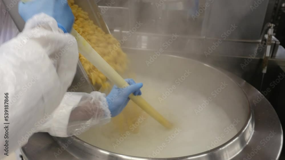 Cooking Pasta At A Ready-Made Food Factory. Workers At The Ready-Made ...