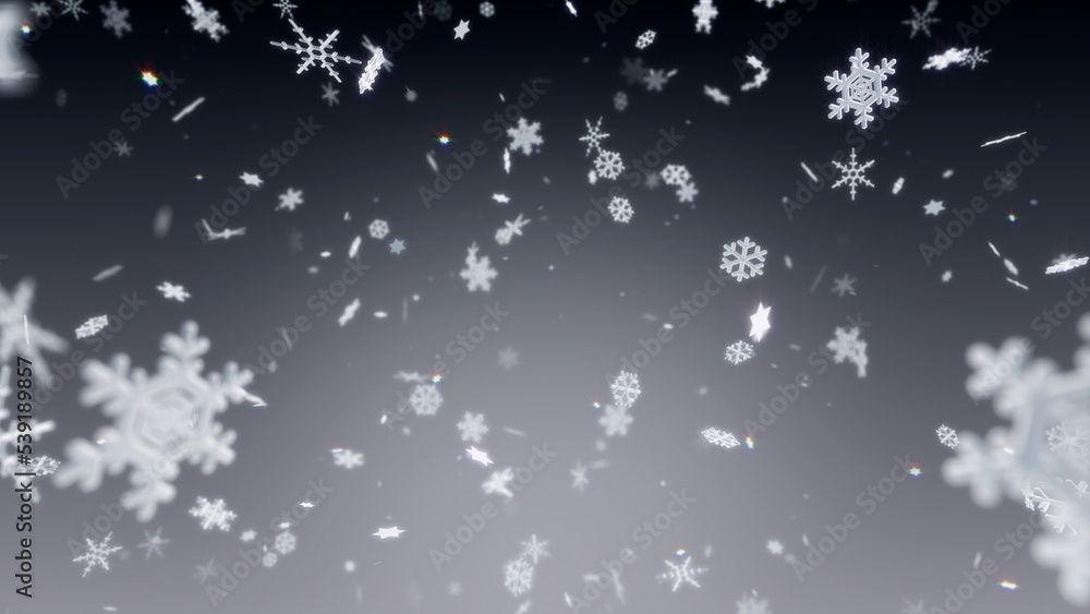 Snow Flake Crystals winter freeze ice holiday particle 3D illustration ...
