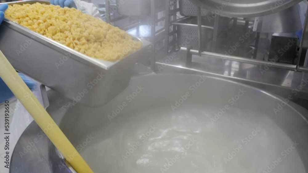 Cooking Pasta At A Ready-Made Food Factory. Workers At The Ready-Made ...
