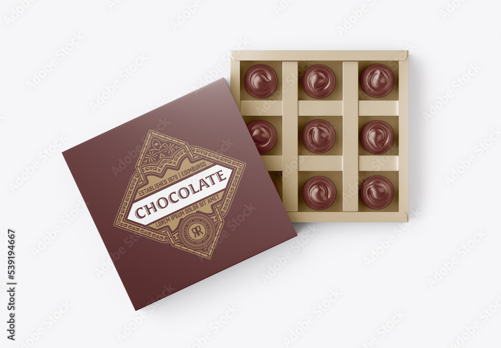 Box Of Chocolates Mockup Stock Template | Adobe Stock
