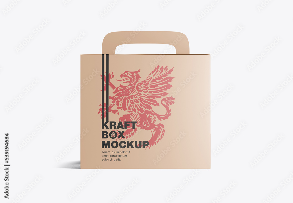 Kraft Paper Box with Handle Mockup Stock Template | Adobe Stock