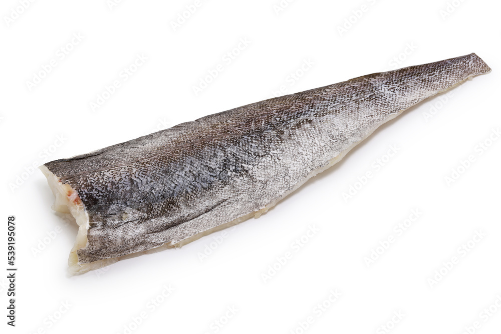 top view of raw cod fish fillet isolated on white background Stock ...