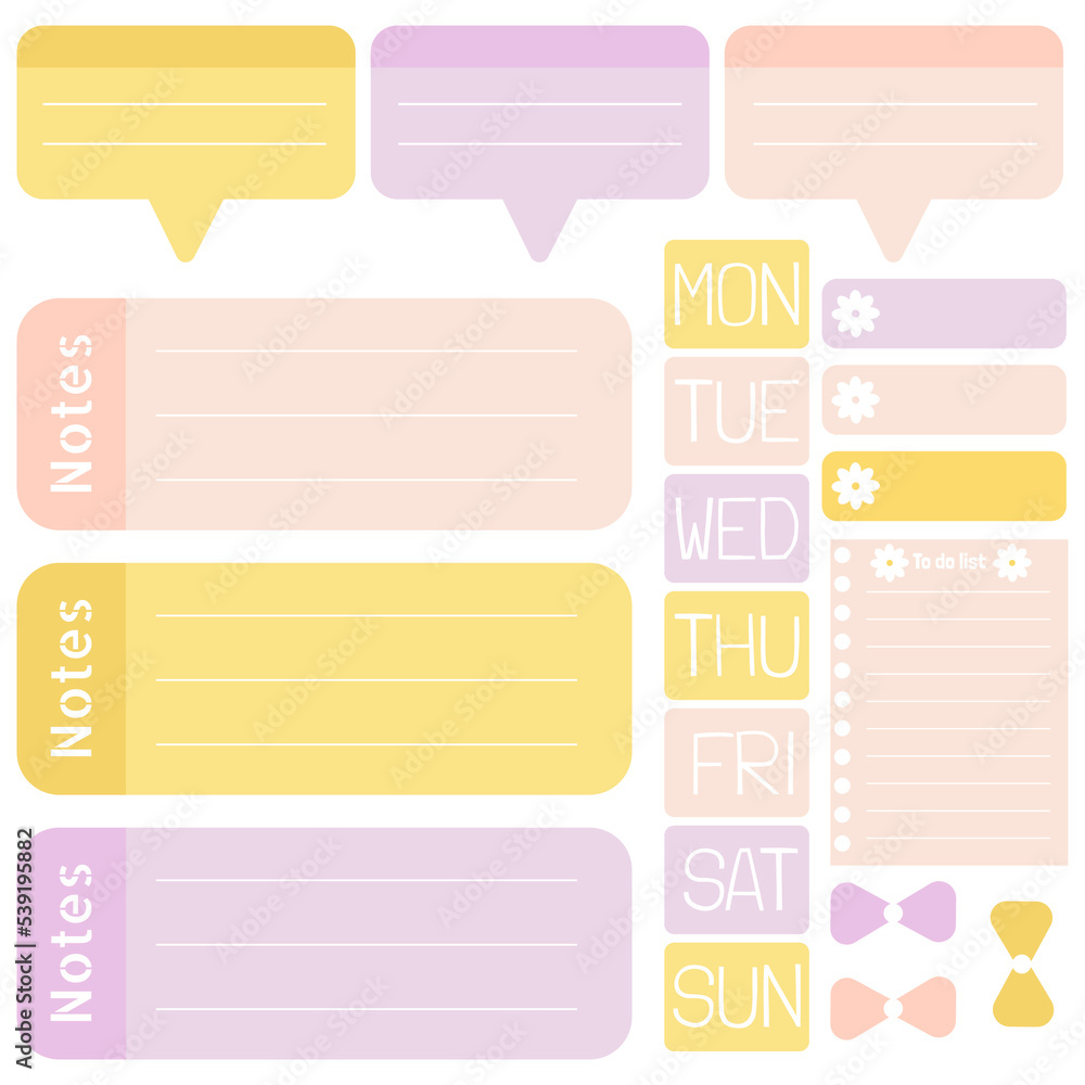 Cute Paper Notes. Stationary Set. Scrapbook Notes And Cards.printable