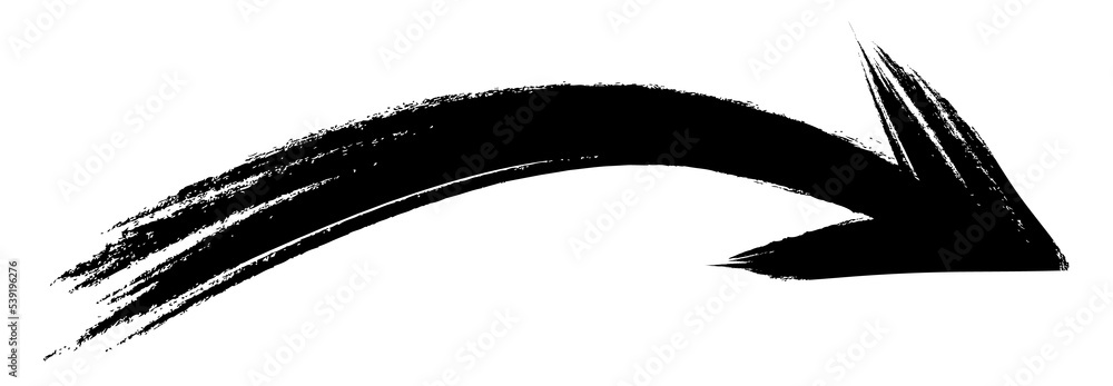 Ink arrow illustration isolated. Grunge arrow icon. Sketch curved arrow. Hand drawn arrow Stock ...