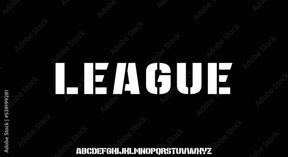 LEAGUE Sports minimal tech font letter set. Luxury vector typeface for ...