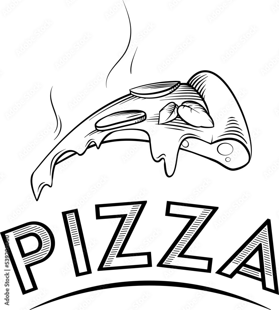 Stockvector Uncolored logo icon of a napoletan style margarita pizza ...