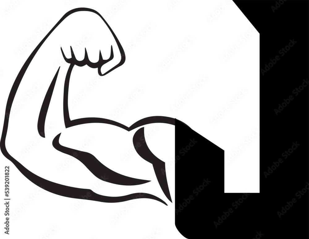 Fitness Gym logo with letter J, bicep flex logo, vector, design, emblem ...