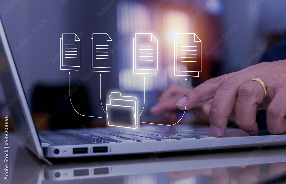 Automated processes to manage files efficiently businessman working on ...