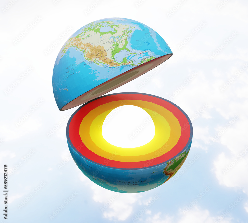 Layers of the Earth internal structure Diagram Stock Photo | Adobe Stock