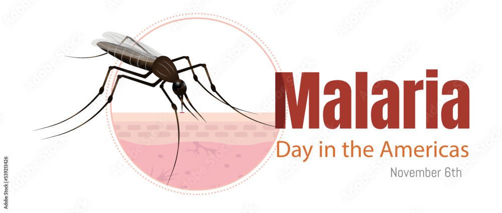 Malaria Day in the Americas. Illustration of the mosquito biting on the ...