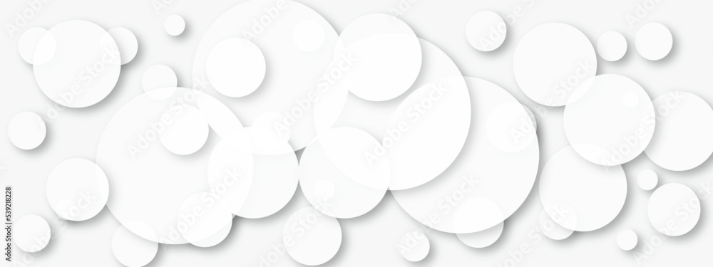 Abstract white geometric overlapping circle background with shadow. Vector illustration. You can ...