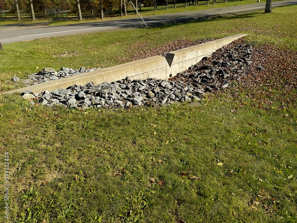 Example image of a concrete v notch weir, level spreader, located ...