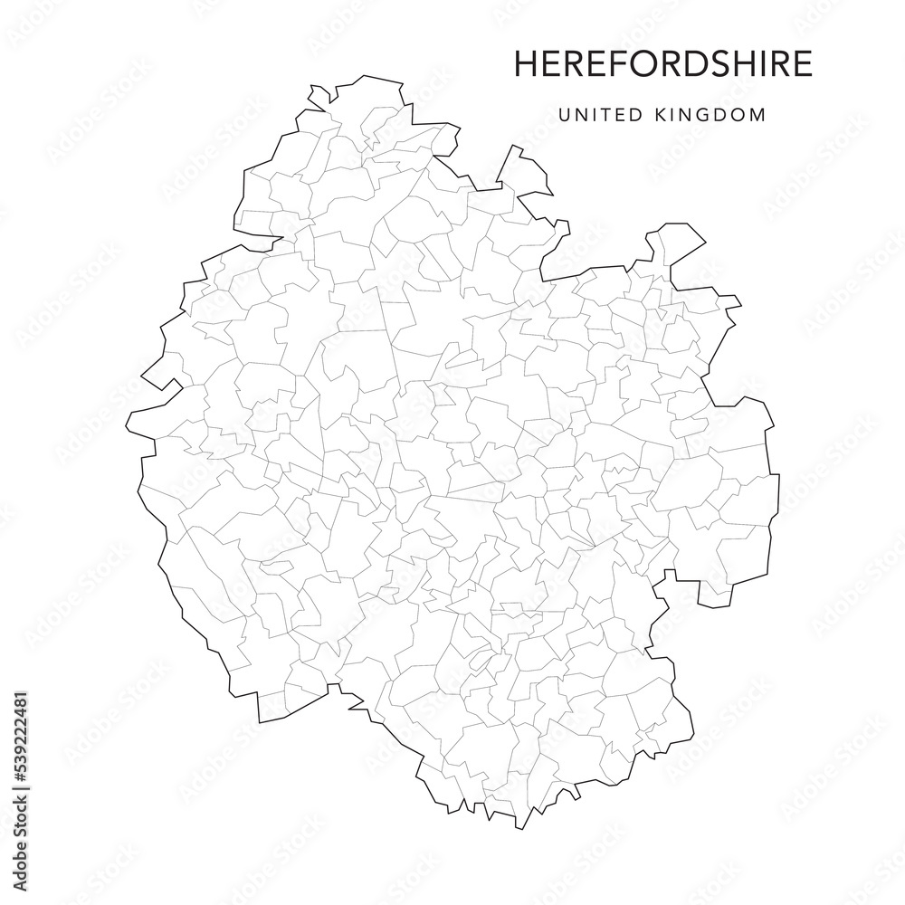 Administrative Map of Herefordshire with County and Civil Parishes as ...