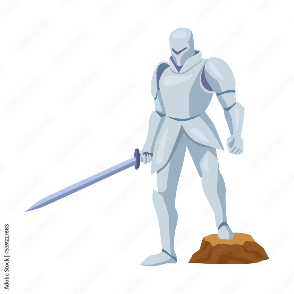Armored knight with weapon. Vector illustration. Medieval brutal ...