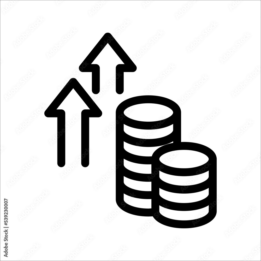 Inflation line icon. Money tax rate sign. Financial interest symbol ...
