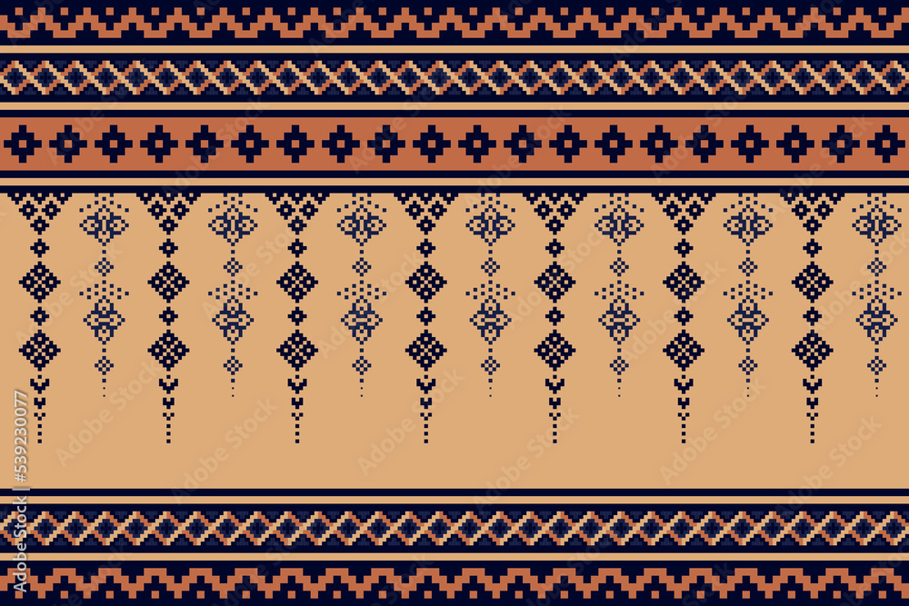 Seamless cross stitch. Geometric ethnic pattern. Design for Saree ...