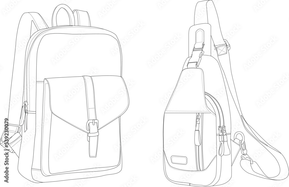 Fashion Duffle Bag, Vector Illustration, Bag Outline Template, Fashion ...